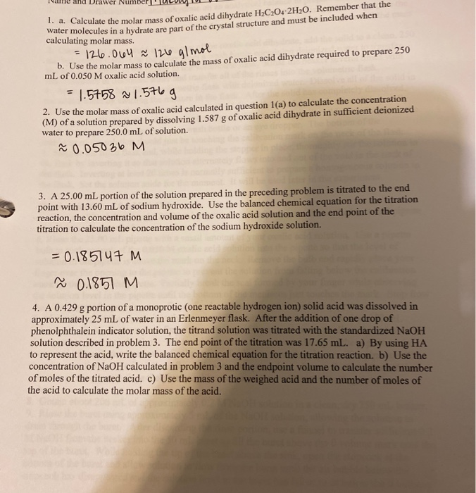 Solved 1 2 Calculate The Molar Mass Of Oxalic Acid Chegg solved-1-2-calculate-the-molar-mass-of-oxalic-acid-chegg