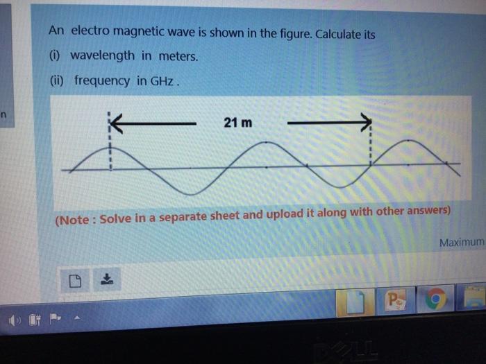 Solved An electro magnetic wave is shown in the figure. | Chegg.com