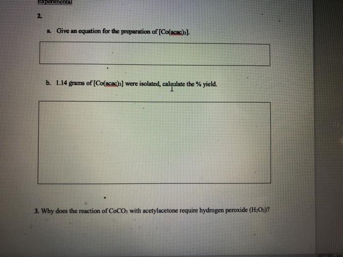 Solved ACAS) EXPERIMENTAL Preparation of | Chegg.com