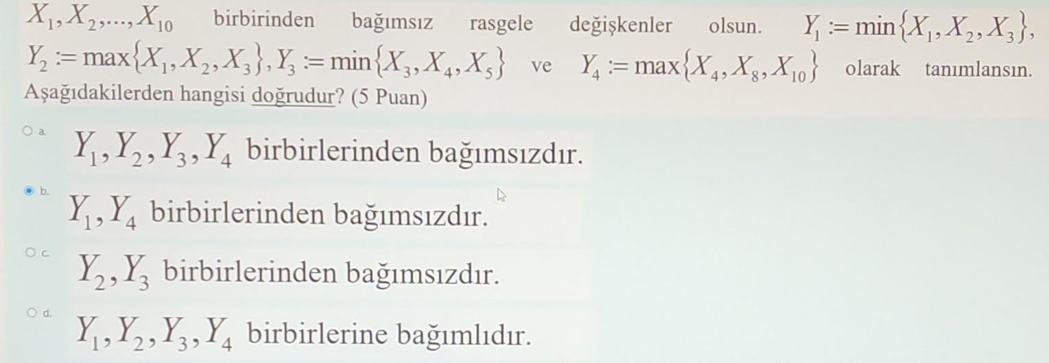 Solved X1,X2,…,X10 birbirinden bağımsız rasgele değişkenler | Chegg.com