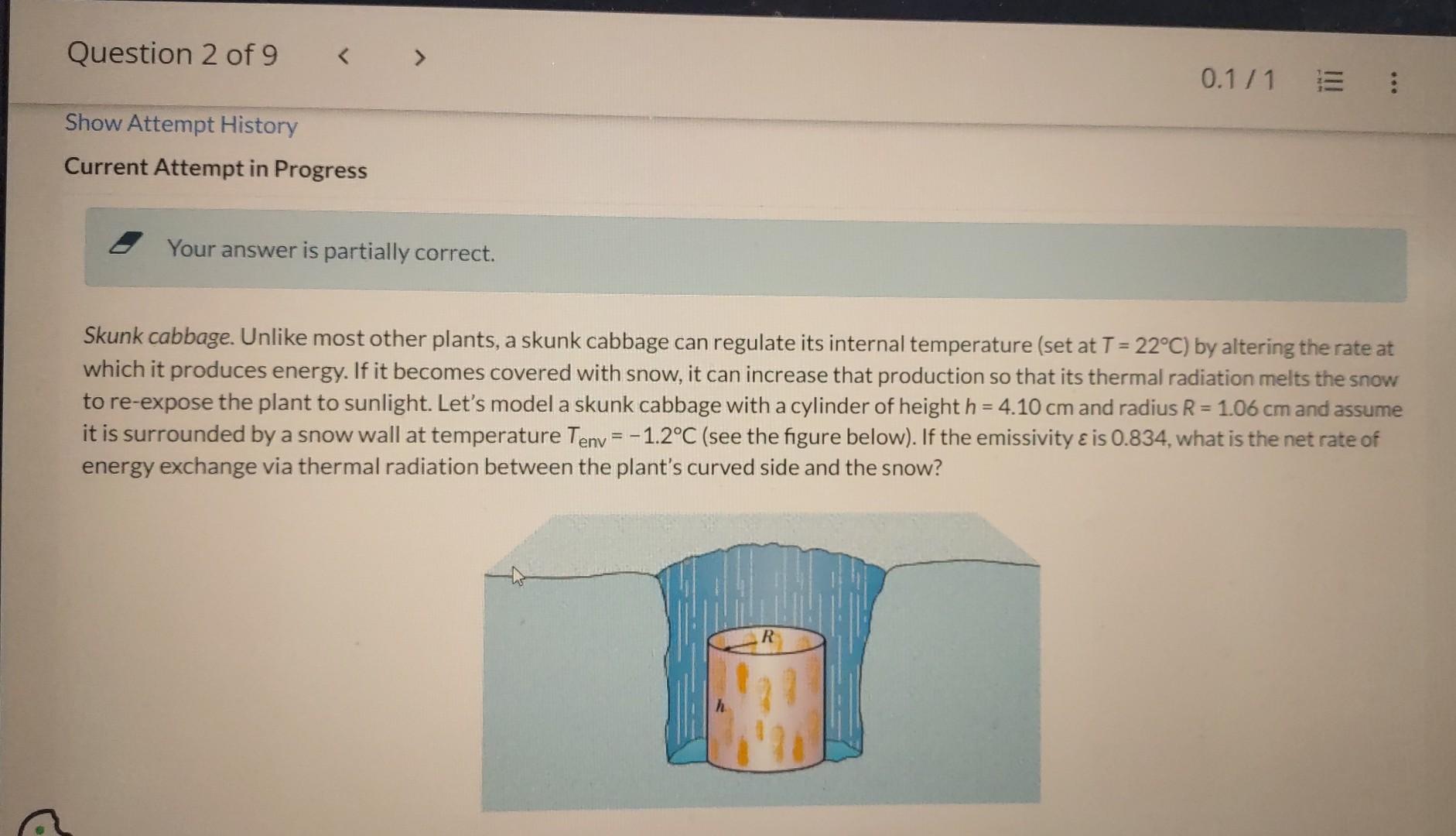 Solved - Your answer is partially correct. Skunk cabbage. | Chegg.com