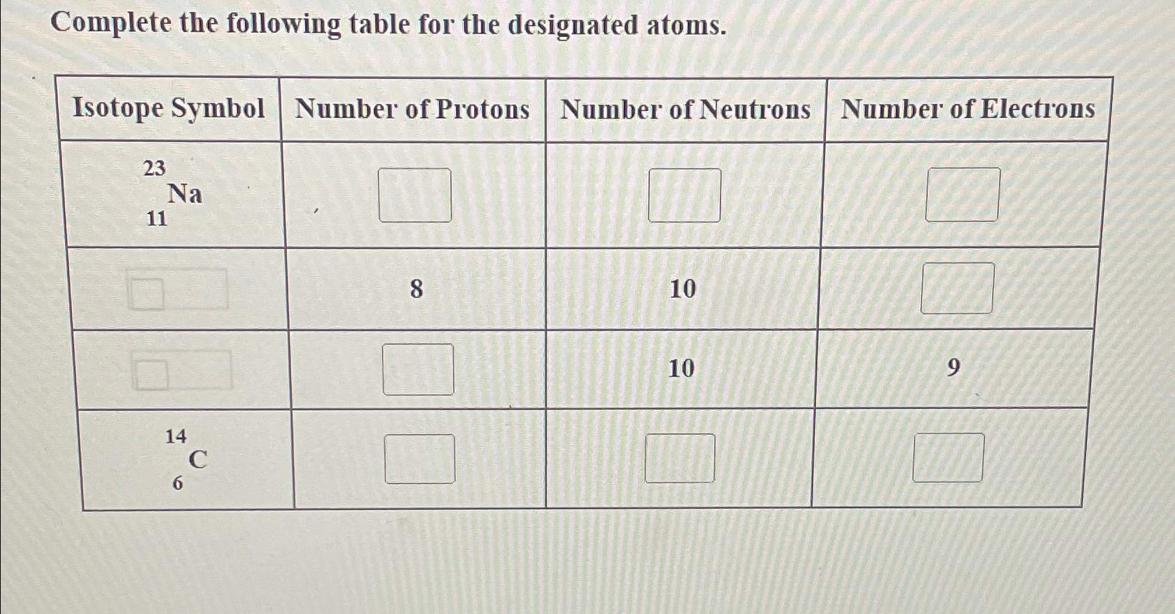 Complete the following table for the designated | Chegg.com
