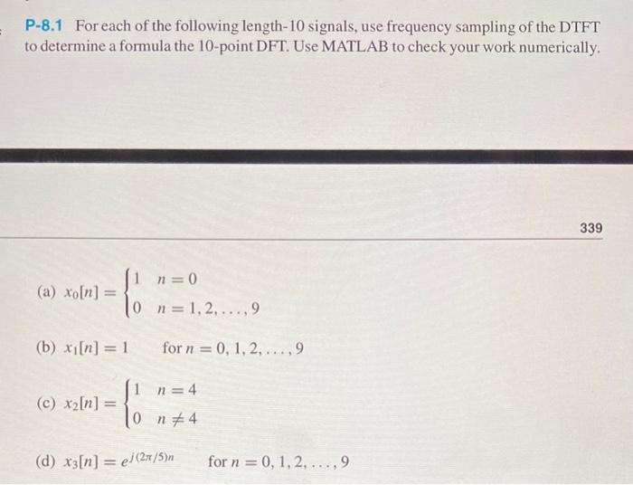 Solved P-8.1 For each of the following length-10 signals, | Chegg.com