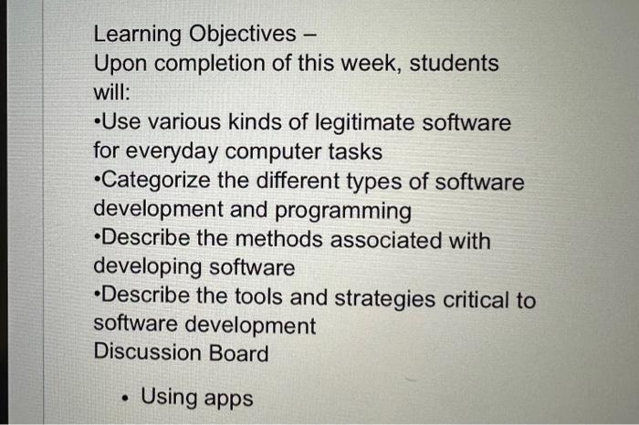 Solved Learning Objectives - Upon completion of this week, | Chegg.com