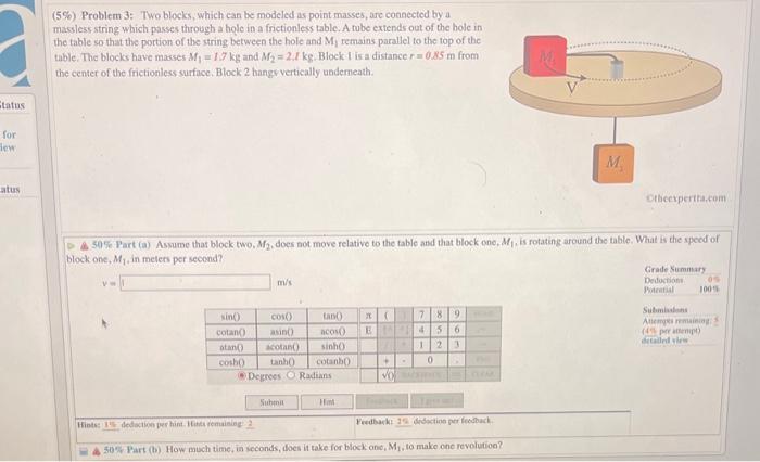 Solved (5\%) Problem 3; Two blocks, which can be modeled as | Chegg.com