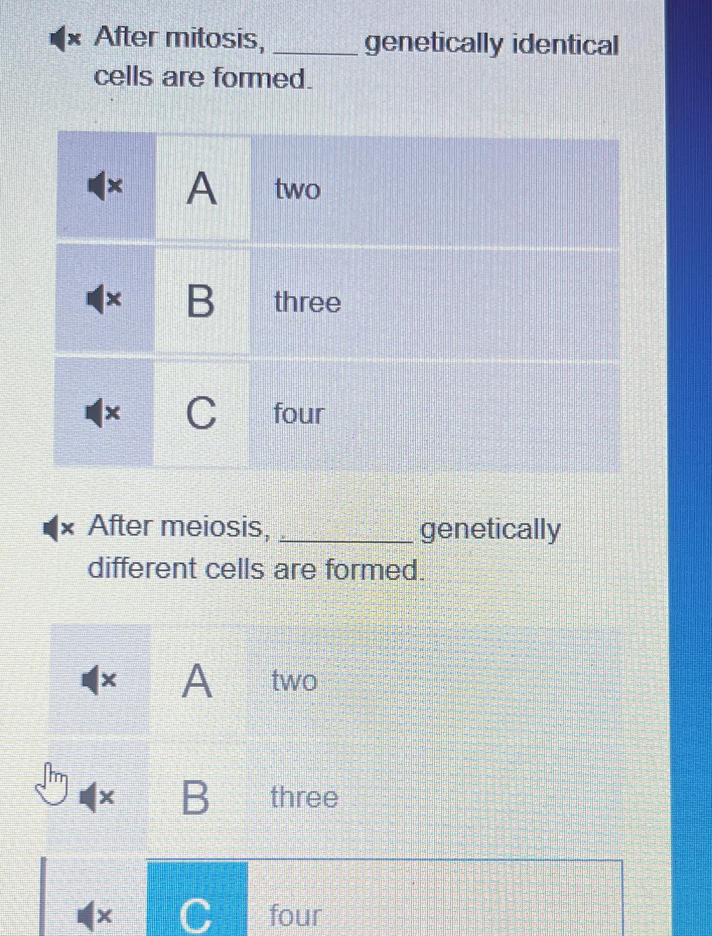 Solved 4x ﻿After mitosis,genetically identical cells are | Chegg.com