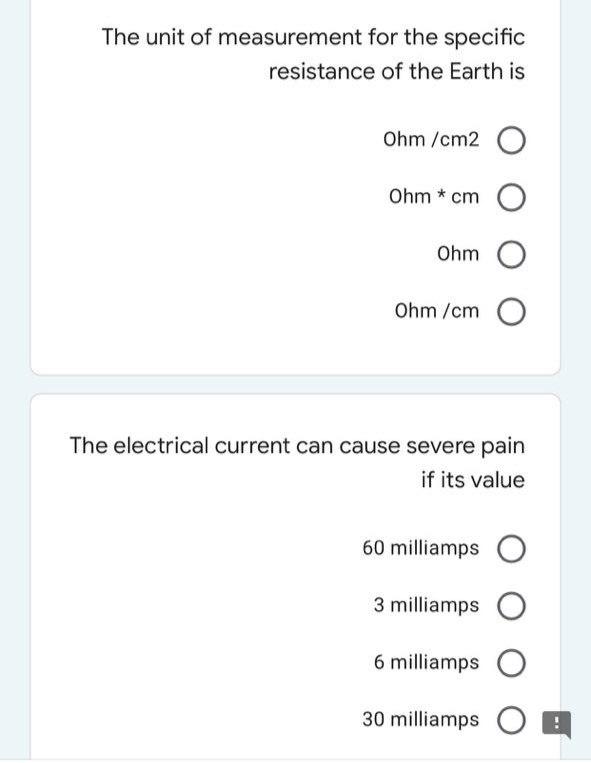Solved The unit of measurement for the specific resistance | Chegg.com