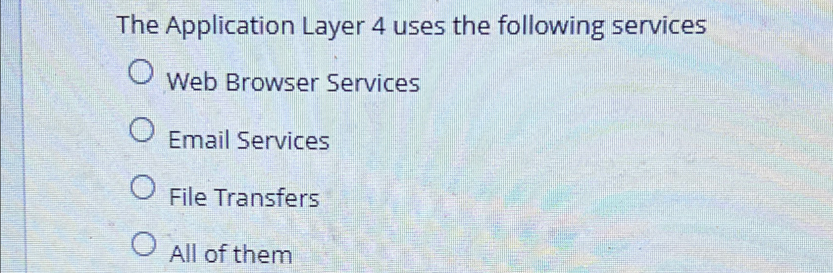 Solved The Application Layer 4 ﻿uses the following | Chegg.com