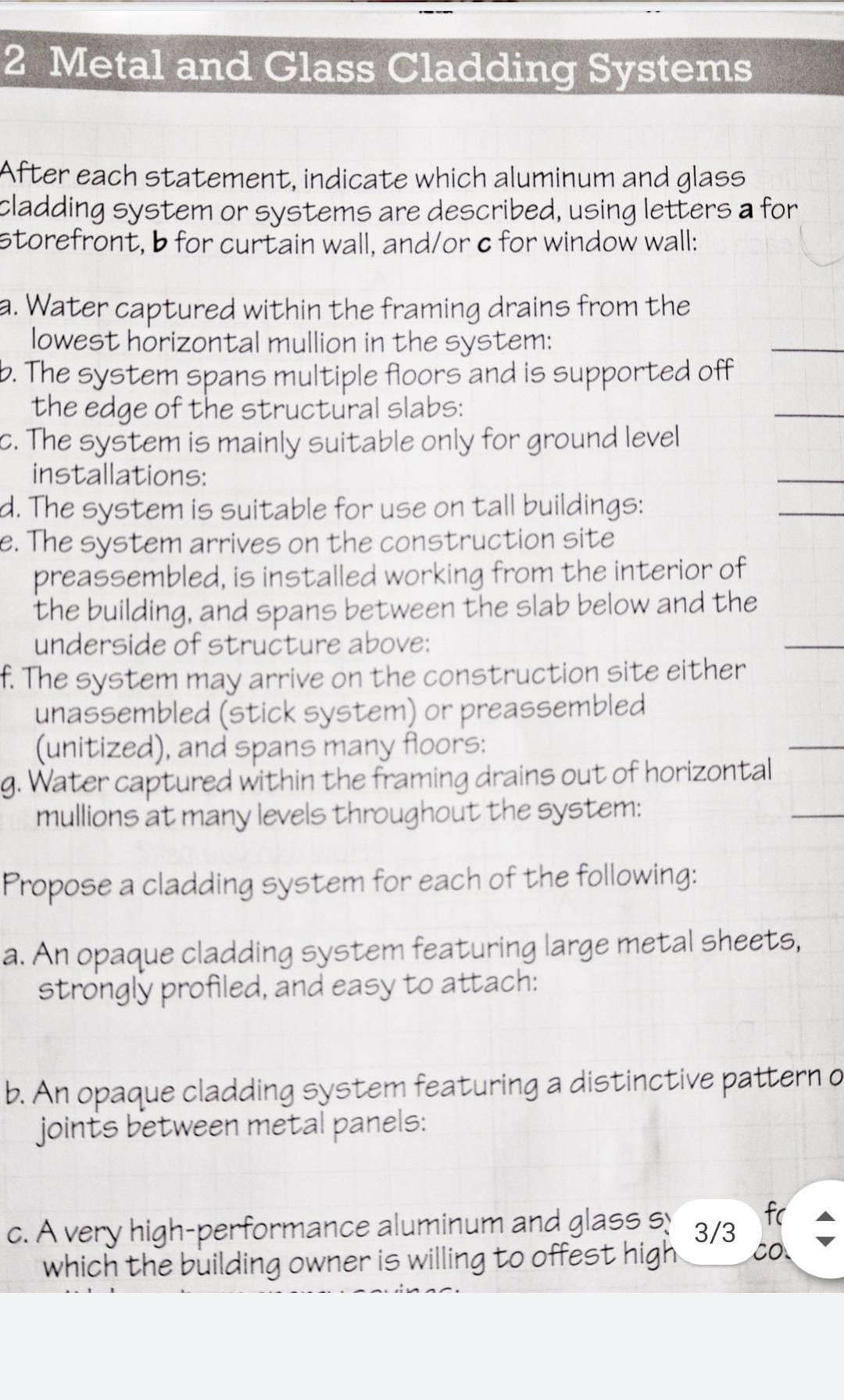 Solved 2 Metal and Glass Cladding Systems After each | Chegg.com