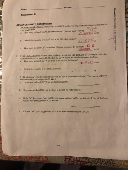 Solved Section Name Experiment 8 0:51 13 ADVANCE STUDY | Chegg.com