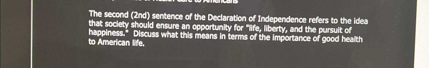 Solved The second (2nd) ﻿sentence of the Declaration of | Chegg.com