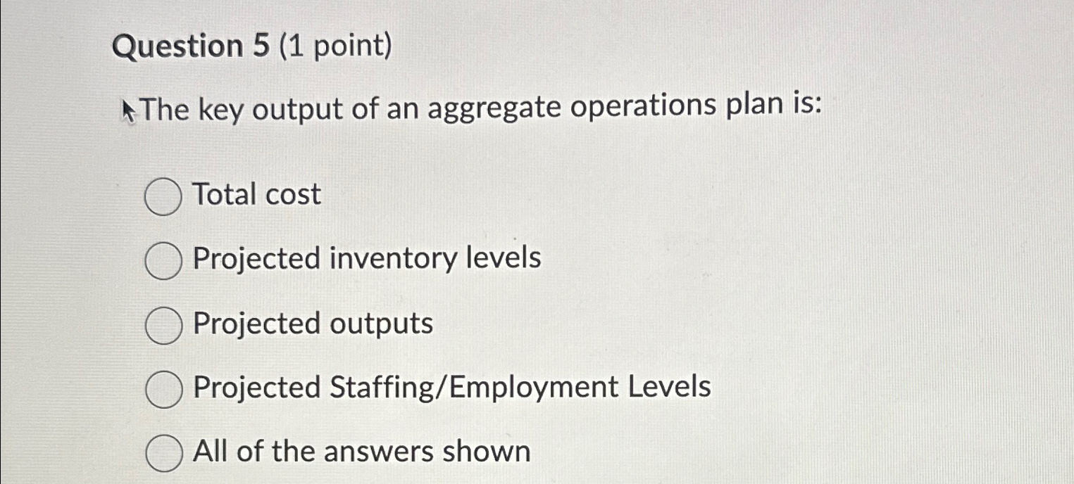 Solved Question 5 (1 ﻿point)The key output of an aggregate | Chegg.com