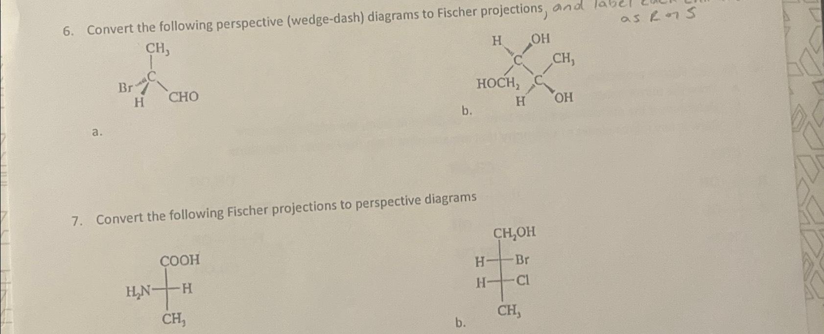 Solved Convert the following perspective (wedge-dash) | Chegg.com