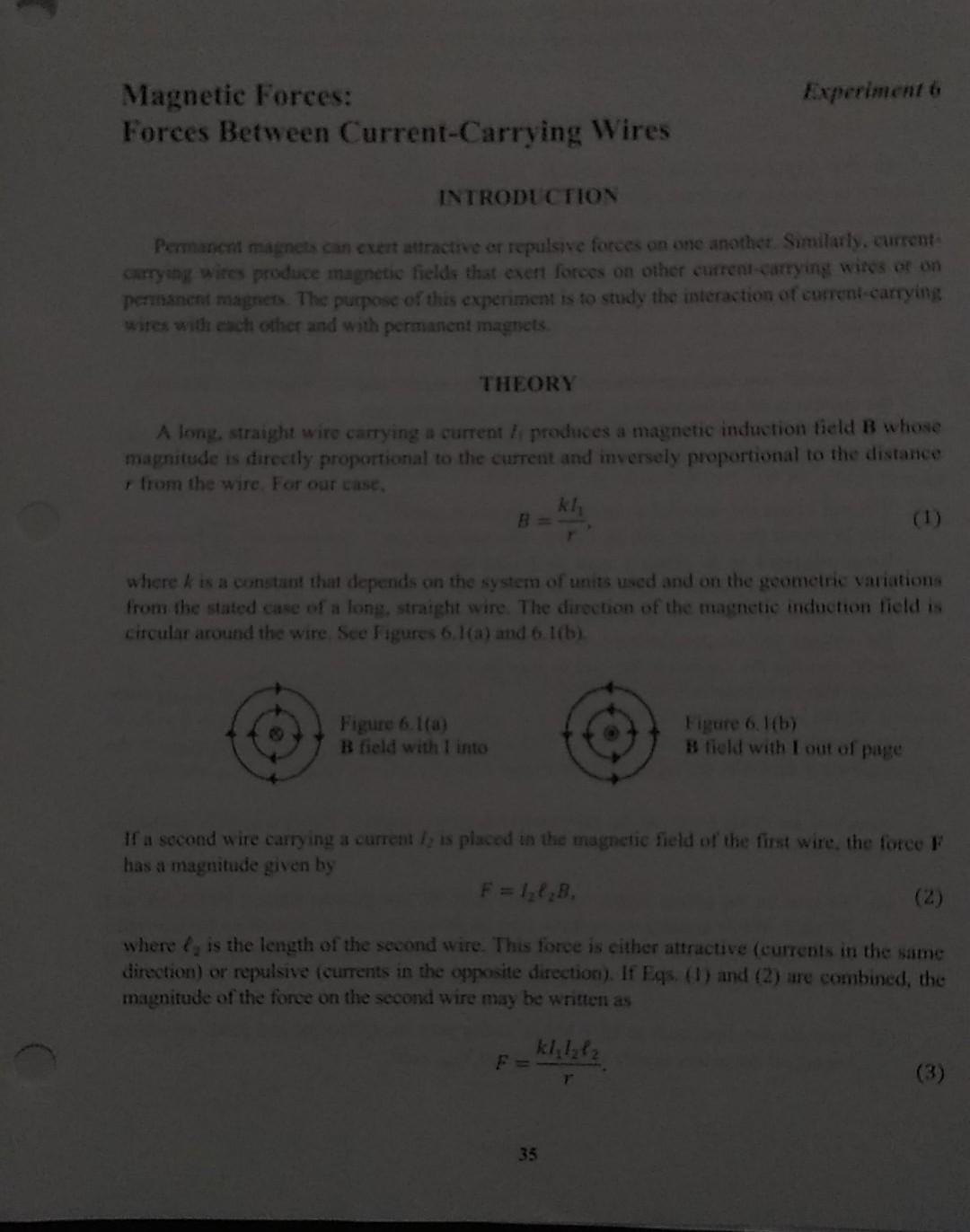 Experiment 6 Magnetic Forces: Forces Between | Chegg.com