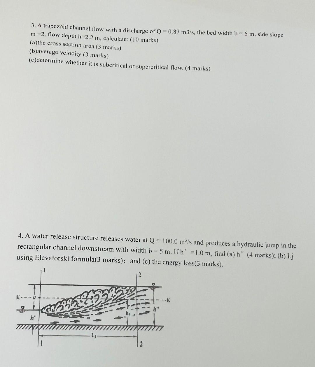 Solved 3. A trapezoid channel flow with a discharge of | Chegg.com