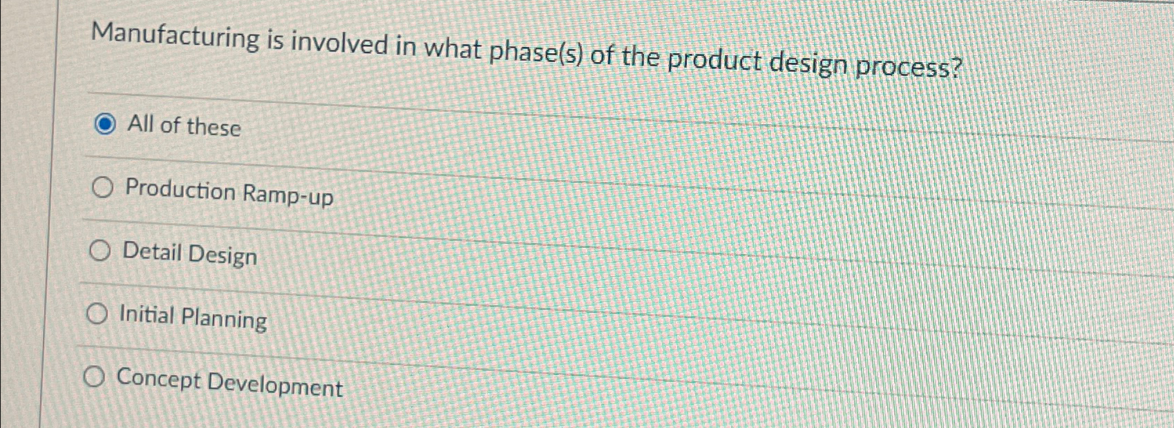 Solved Manufacturing is involved in what phase(s) ﻿of the | Chegg.com
