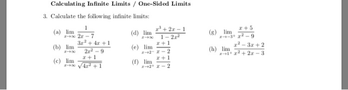 Solved +5 Calculating Infinite Limits / One-Sided Limits 3. | Chegg.com