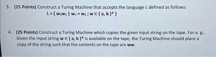 Solved 3. (25 Points) Construct a Turing Machine that | Chegg.com