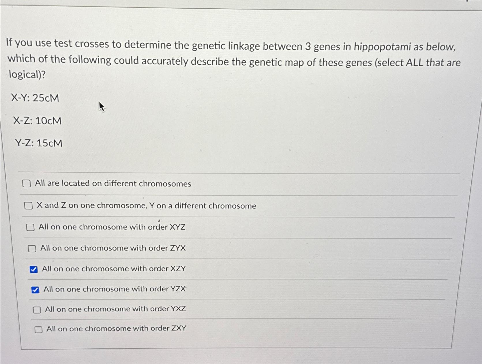 Solved If you use test crosses to determine the genetic | Chegg.com