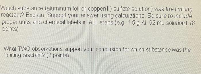 Solved Nhich substance (aluminum foil or copper(II) sulfate | Chegg.com