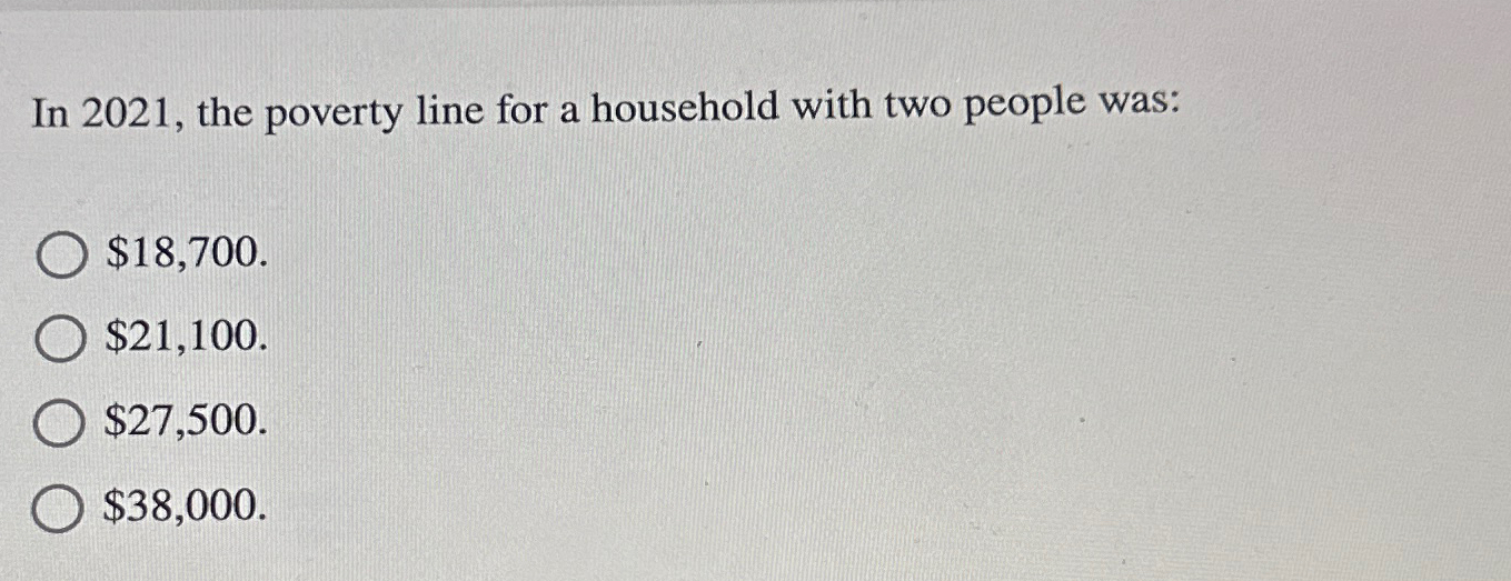 Solved In 2021 , ﻿the poverty line for a household with two | Chegg.com