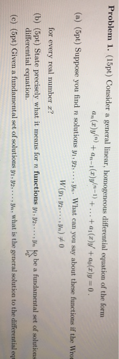 Solved Problem 1. (15pt) Consider a general linear, | Chegg.com