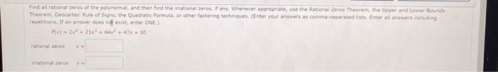 Solved Theorem, Descaites' Rule of Signs, the Quadratic | Chegg.com