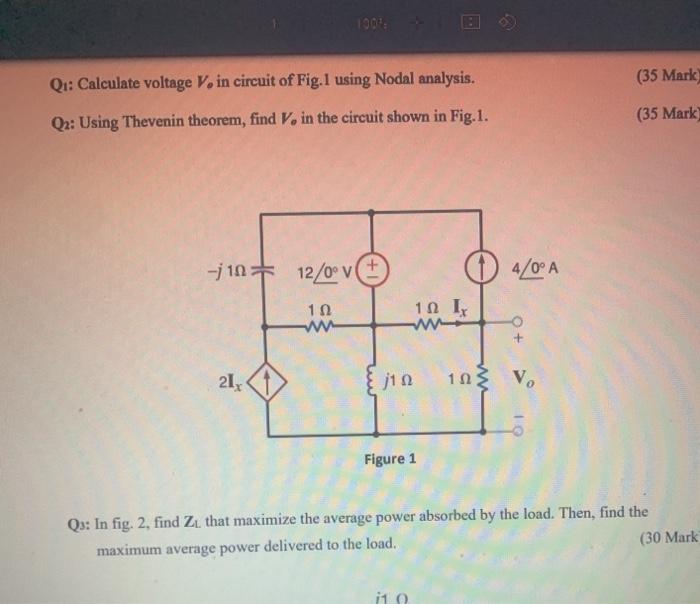 Solved Q1: Calculate voltage V. in circuit of Fig. 1 using | Chegg.com