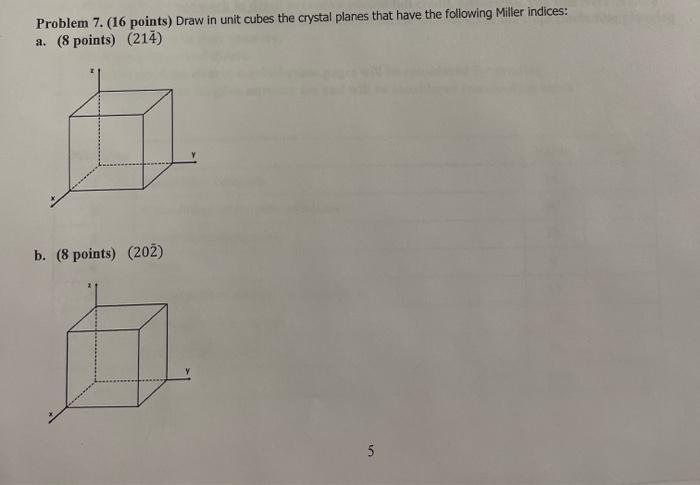 Solved Problem 7. (16 points) Draw in unit cubes the crystal | Chegg.com