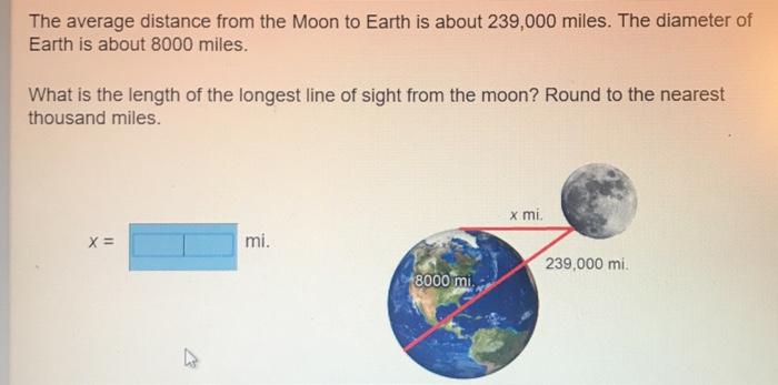 Solved The average distance from the Moon to Earth is about | Chegg.com