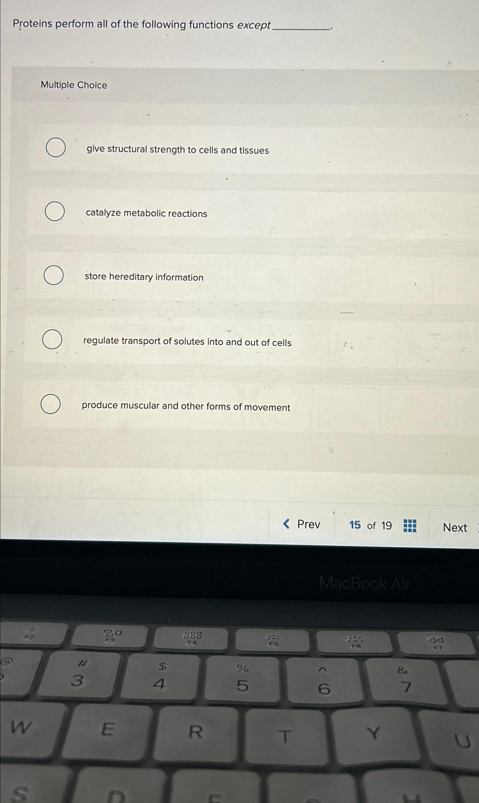 Solved Proteins perform all of the following functions | Chegg.com