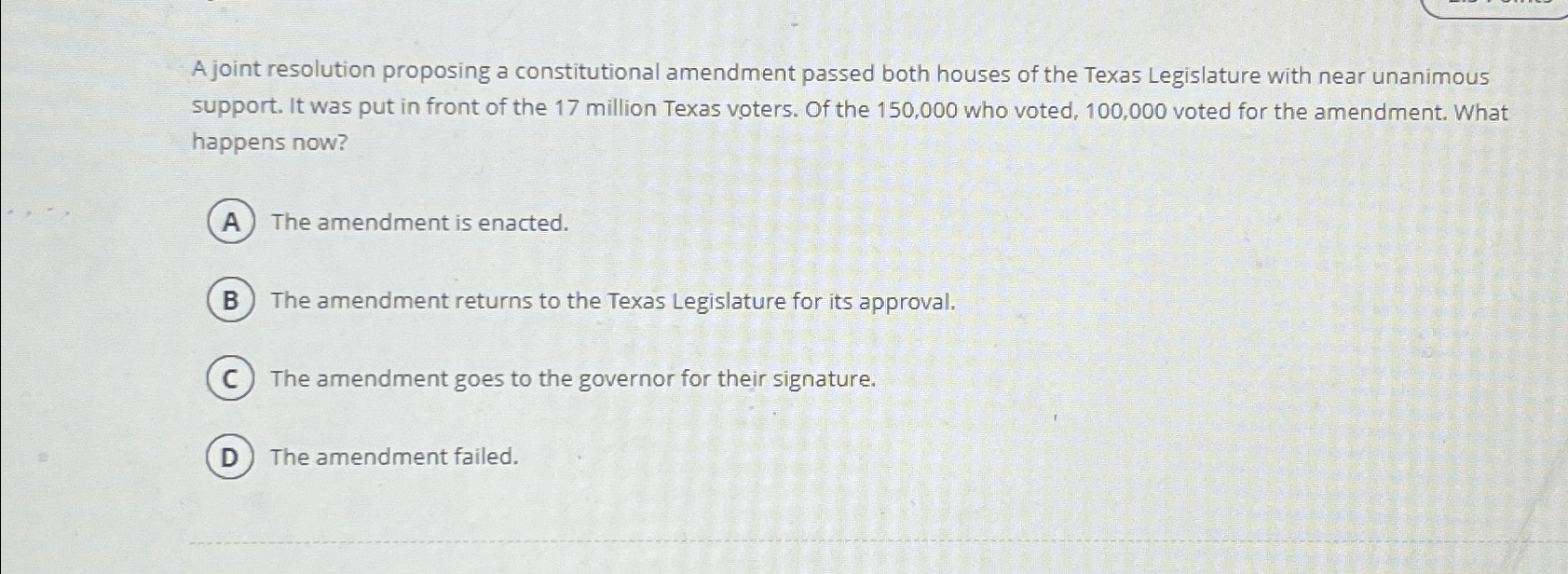 Solved A joint resolution proposing a constitutional | Chegg.com