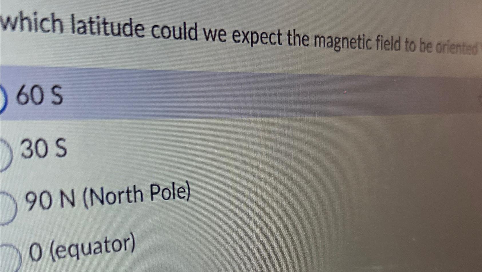 Solved which latitude could we expect the magnetic field to | Chegg.com