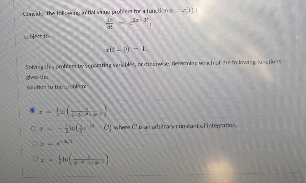 Solved Consider the following initial value problem for a | Chegg.com