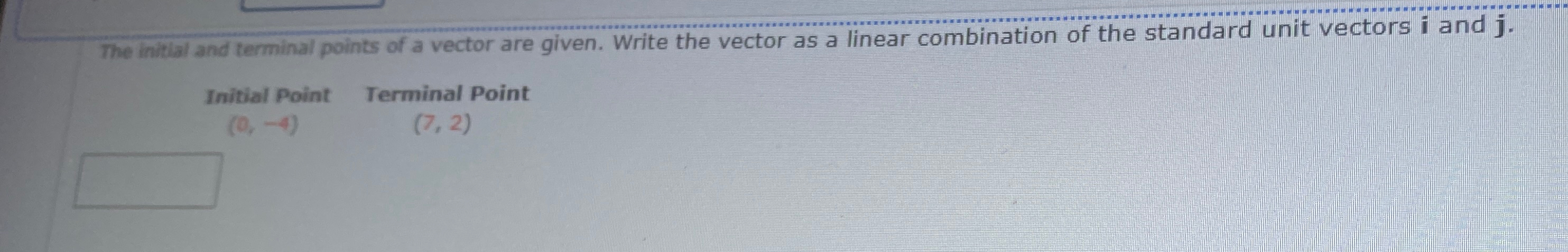 Solved The inital and terminal points of a vector are given. | Chegg.com