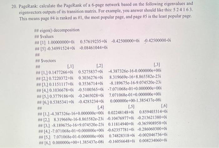 20. PageRank: calculate the PageRank of a 6-page | Chegg.com