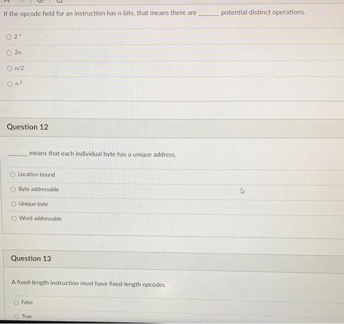 Solved If the opcode field for an instruction has n bits, | Chegg.com
