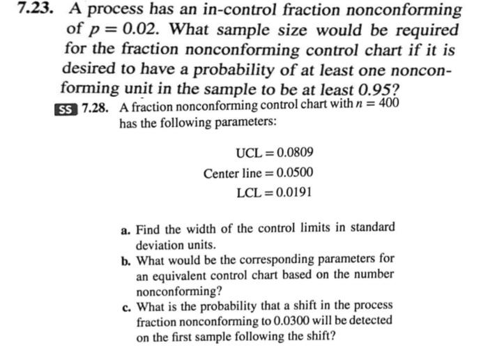 Solved 23. A process has an in-control fraction | Chegg.com