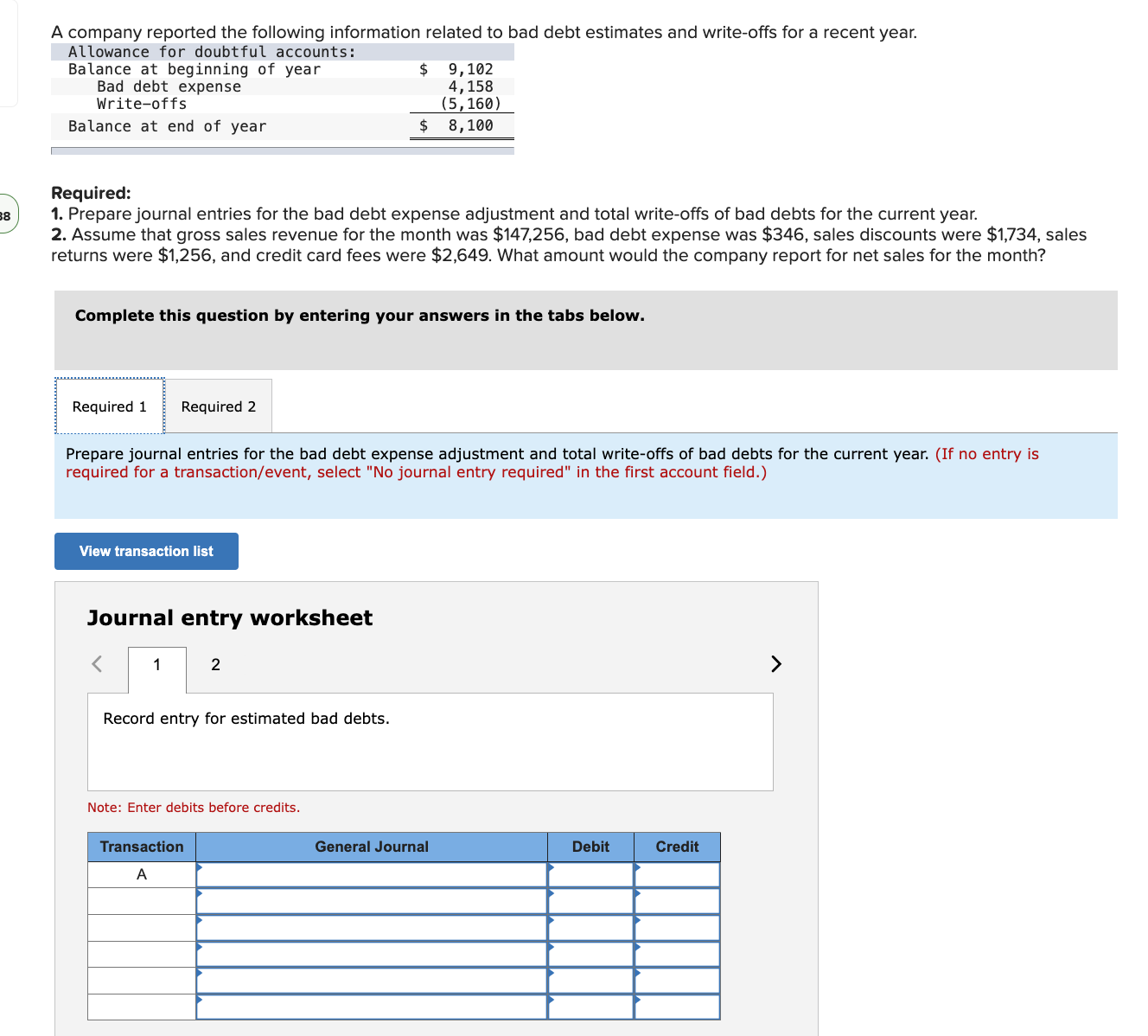 Solved Prepare journal entries for the bad debt expense | Chegg.com