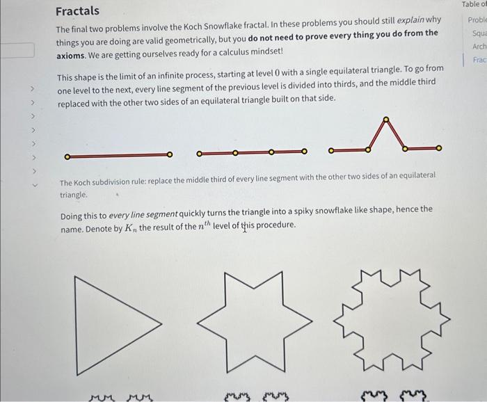 Solved Fractals The final two problems involve the Koch | Chegg.com