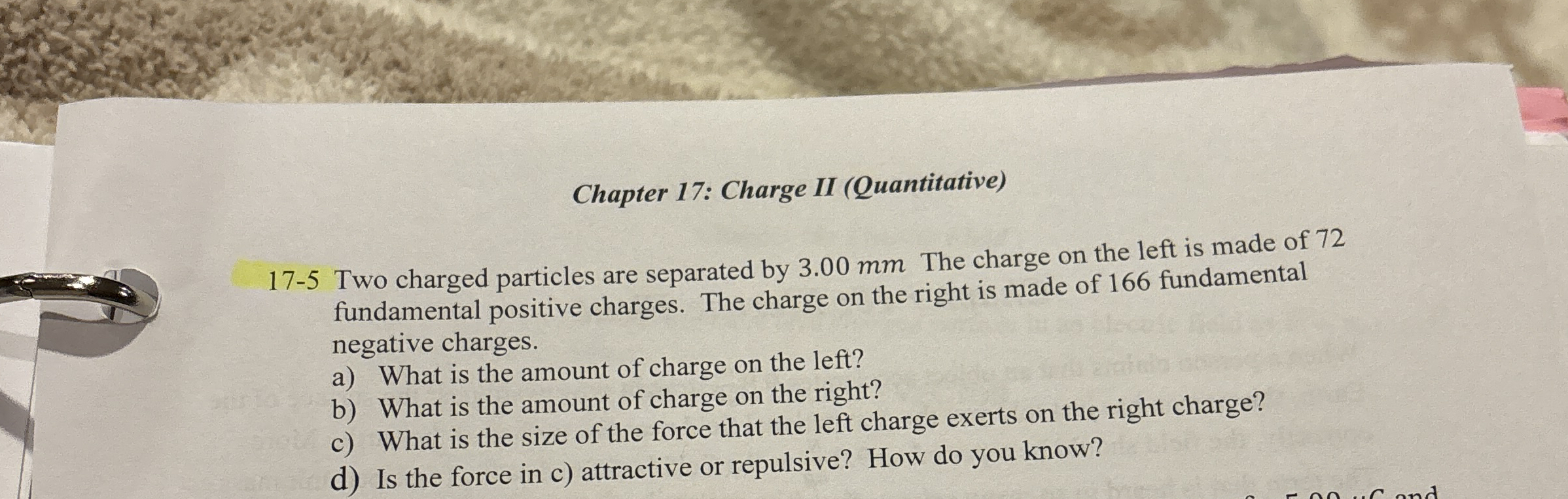 Solved Chapter 17: Charge II (Quantitative)17-5 ﻿Two charged | Chegg.com
