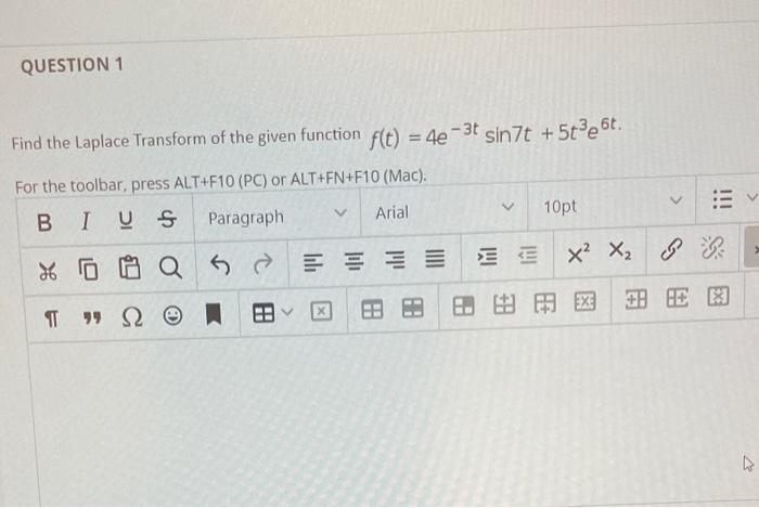 Solved Find the Laplace Transform of the given function | Chegg.com