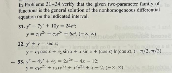 Solved In Problems 31-34 verify that the given two-parameter | Chegg.com