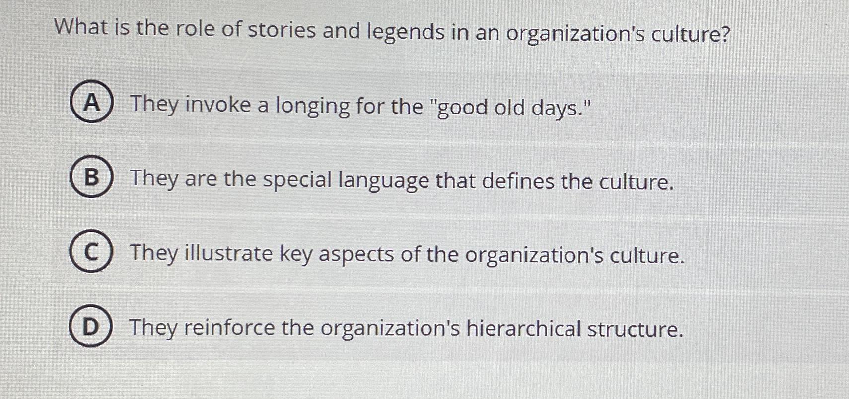 Solved What is the role of stories and legends in an | Chegg.com