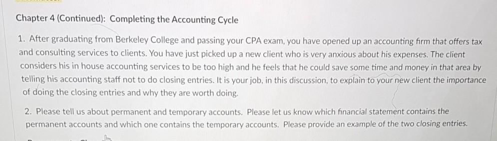 Solved Chapter 4 (Continued): Completing the Accounting | Chegg.com