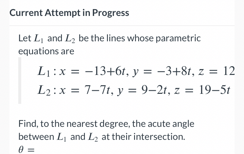 Solved Current Attempt in ProgressLet L1 ﻿and L2 ﻿be the | Chegg.com