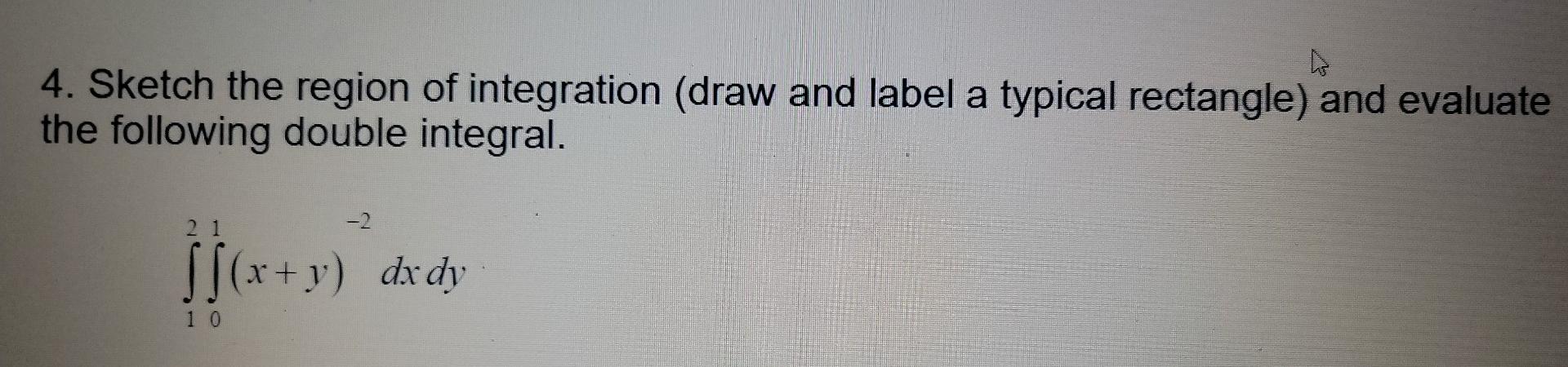 Solved ho 4. Sketch the region of integration (draw and | Chegg.com