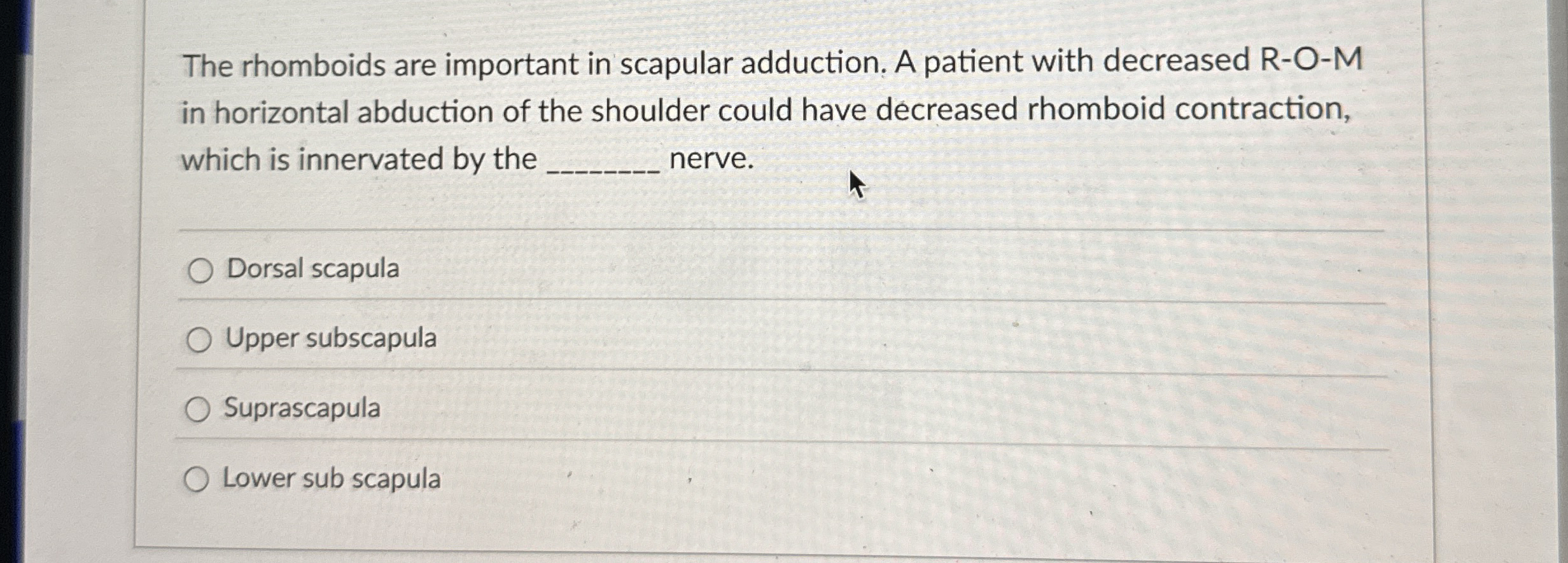 Solved The rhomboids are important in scapular adduction. A | Chegg.com