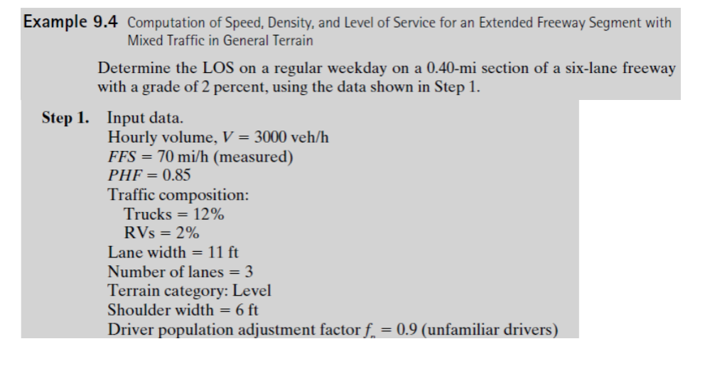 Solved Example 9.4 ﻿Computation of Speed, Density, and Level | Chegg.com