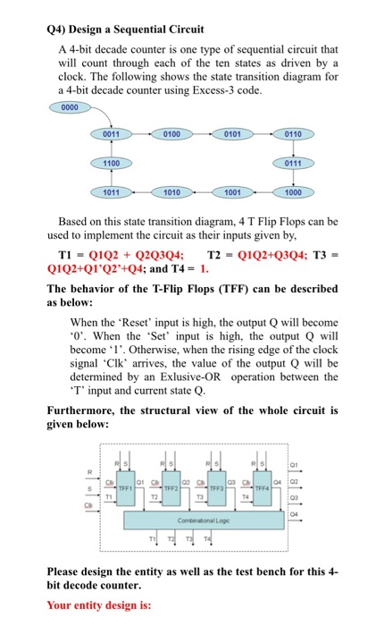 Solved Q4) Design a Sequential Circuit A 4-bit decade | Chegg.com